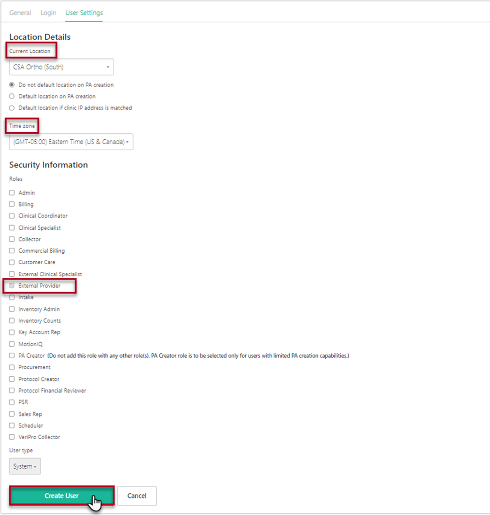 Creating a Provider With External Provider Role – Direct Support
