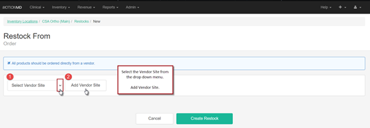 Create a Manual Restock Order – Direct Support
