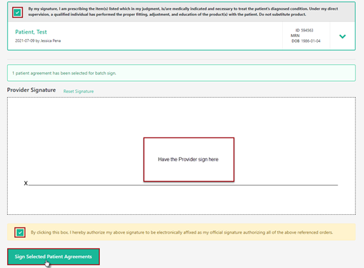 Obtaining a Provider Signature – Direct Support