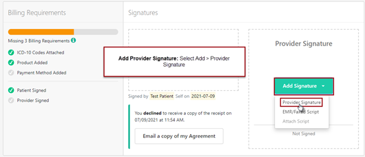 Obtaining a Provider Signature – Direct Support
