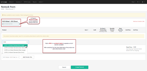Create a Manual Restock Order – Direct Support